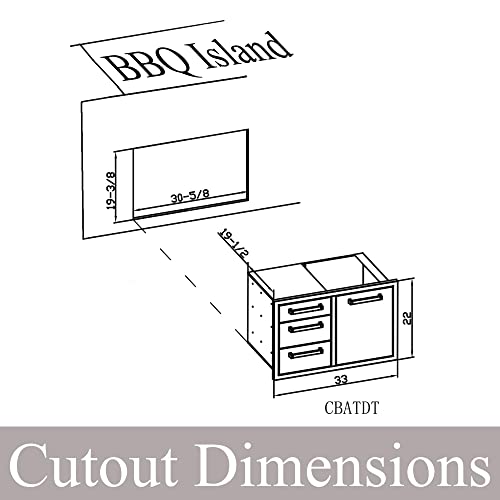 Bonfire Outdoor Kitchen Triple Drawer & Trash Drawer Combo, 304 Stainless Steel, CBATDT