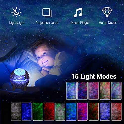 Dr. Prepare Dinosaur Egg Star Projector Galaxy Night Light, Starry Light with Bluetooth Speaker Timer Voice/Remote Control, Ocean Wave Projector Night Light for Kids Adults Party Ceiling Room Decor