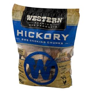 Western Premium BBQ 570 Cubic Inch Flavorful Heat Treated Hickory Barbecue Smoking Cooking Wood Chunks for Charcoal Gas and Electric Grills