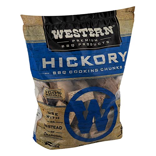 Western Premium BBQ 570 Cubic Inch Flavorful Heat Treated Hickory Barbecue Smoking Cooking Wood Chunks for Charcoal Gas and Electric Grills