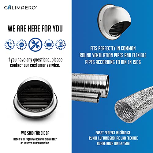 calimaero KWG 6 inch Air Vent Covers Dryer Vent Cover Outdoor for Walls Air Vent Deflector Extractor Fan Vent Cover Robust and Weatherproof Stainless Steel Dryer Vent Cover Outdoor