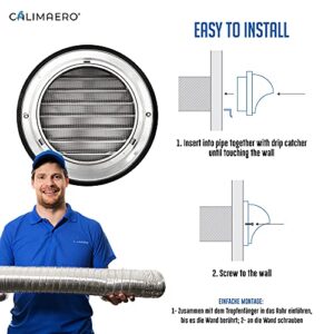 calimaero KWG 6 inch Air Vent Covers Dryer Vent Cover Outdoor for Walls Air Vent Deflector Extractor Fan Vent Cover Robust and Weatherproof Stainless Steel Dryer Vent Cover Outdoor