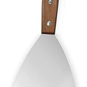 Stainless Steel Spatula Slant Grill Griddle Scraper Diner Flat Straight Blade Wood handle (L)