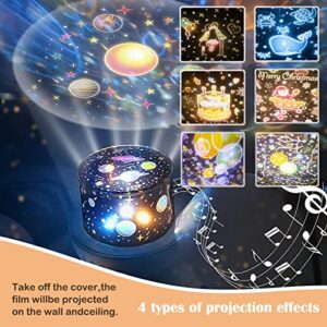 Children's Night Light Projector Festival Atmosphere Light, 3 Color Timed Remote Control Star Sky Projector，with 6 Sets of Different Theme Patterns (Birthday, Valentine's Day, Christmas, etc)