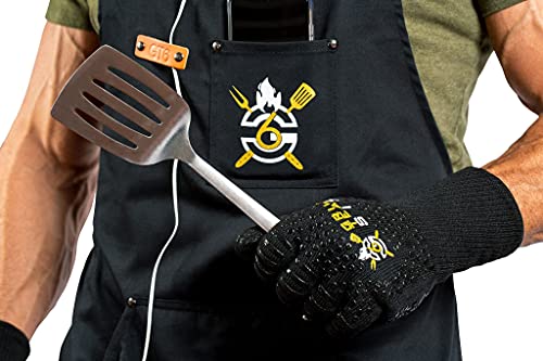 GRILL TEAM SIX BBQ Aprons for Men Ultra Tough Elite Chef Apron with 5 Pocket Design - Perfect Grilling Gifts for Men and Dads