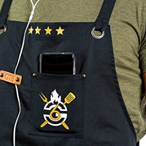 GRILL TEAM SIX BBQ Aprons for Men Ultra Tough Elite Chef Apron with 5 Pocket Design - Perfect Grilling Gifts for Men and Dads