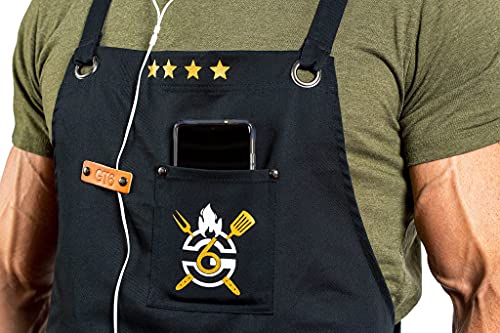 GRILL TEAM SIX BBQ Aprons for Men Ultra Tough Elite Chef Apron with 5 Pocket Design - Perfect Grilling Gifts for Men and Dads