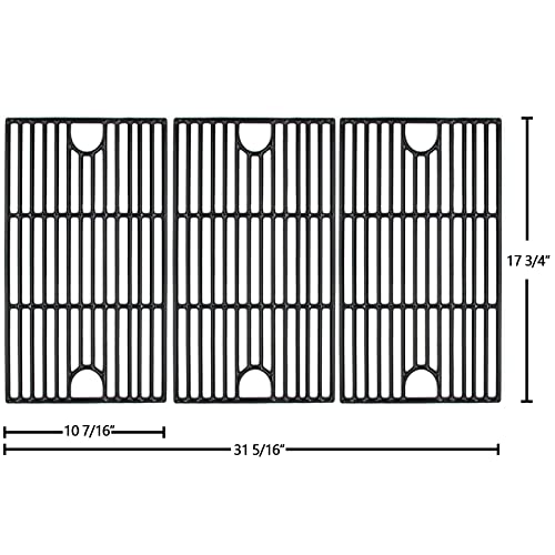 Hongso Cast Iron Cooking Grid Replacement for Kenmore 148.16156210, 148.1637110, Master Forge 3218LT, 3218LTM/LTN, E3518-LP, L3218, Perfect Flame SLG2007D, 17 5/8" Grill Grate, Set of 3, PCZ273