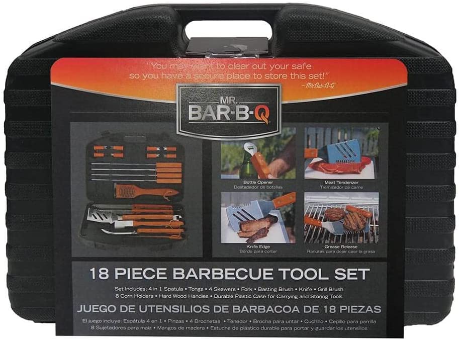 Mr. Bar-B-Q Deluxe BBQ Tool Set | All in One BBQ Tool Set | Premium Hard-Shell Case | Contains 18 Stainless Steel BBQ Grilling Tools | BBQ Tools Set for Men