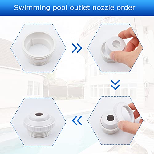 Broadsheet 3 Pieces Pool Opening Jet Nozzles, 3/4 Inch Opening Eye Ball Directional Flow Inlet Fitting, Standard 1-1/2 Inch Thread Pool Return Fittings Pool Accessories for Inground Pools (White)