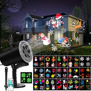 halloween christmas projector lights, led holiday projector light with 16pc slides patterns ip65 waterproof outdoor indoor for xmas birthday party