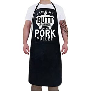 2-Pack Funny Balck Waterproof Aprons for Men Women With Pockets - Grilling Gifts for Dad, Husband, Fathers, Son, Boyfriend - Kitchen Bbq Chef Cooking Apron