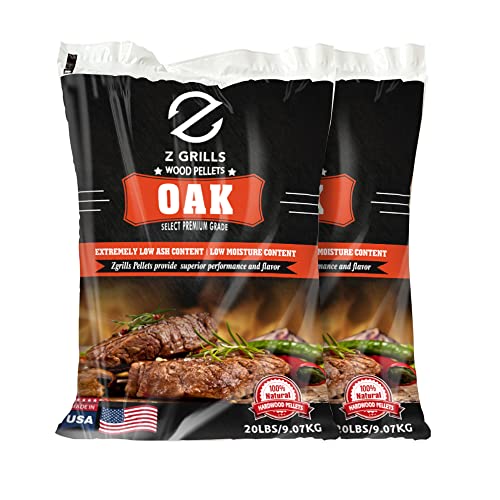 Z GRILLS 100% All-Natural Flavor American Oak Hard Grill, Smoke, Bake, Roast, Braise & BBQ Wood Pellet, 2 Packs Total 40lbs