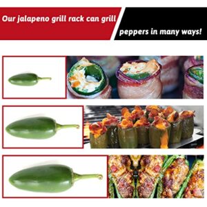 KAMaster Jalapeno Grill Rack Barbecue Stainless Chili Pepper Roasting Rack for Cooking Chili or Chicken Legs & Wings Roasting on BBQ Smoker or Oven Better for Small Jalapeno