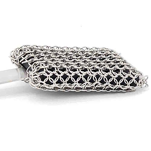 BBQ Dragon Chainmail Grill Brush and Scraper - Stainless Steel Grill Cleaning Brush - Heavy Duty and Bristle Free Grill Cleaner, Grill Scraper - Safe for Porcelain - Perfect Grill Accessories Gift