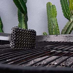 BBQ Dragon Chainmail Grill Brush and Scraper - Stainless Steel Grill Cleaning Brush - Heavy Duty and Bristle Free Grill Cleaner, Grill Scraper - Safe for Porcelain - Perfect Grill Accessories Gift