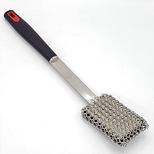 BBQ Dragon Chainmail Grill Brush and Scraper - Stainless Steel Grill Cleaning Brush - Heavy Duty and Bristle Free Grill Cleaner, Grill Scraper - Safe for Porcelain - Perfect Grill Accessories Gift