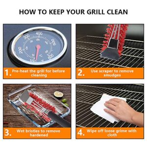 XSUPER Nylon Grill Brush, 3 in 1 Grill Brush & Scraper, Best Nylon Bristle Brushes, 18" Barbecue Cleaning Brush for a Cool Grill, Scraper for Grill Cooking Grates,Universal Fit BBQ Grill Accessories