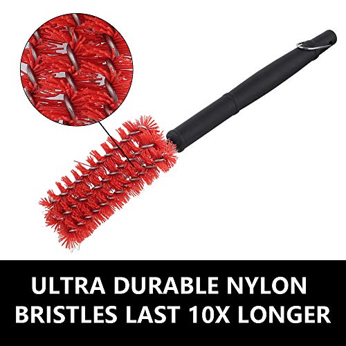 XSUPER Nylon Grill Brush, 3 in 1 Grill Brush & Scraper, Best Nylon Bristle Brushes, 18" Barbecue Cleaning Brush for a Cool Grill, Scraper for Grill Cooking Grates,Universal Fit BBQ Grill Accessories