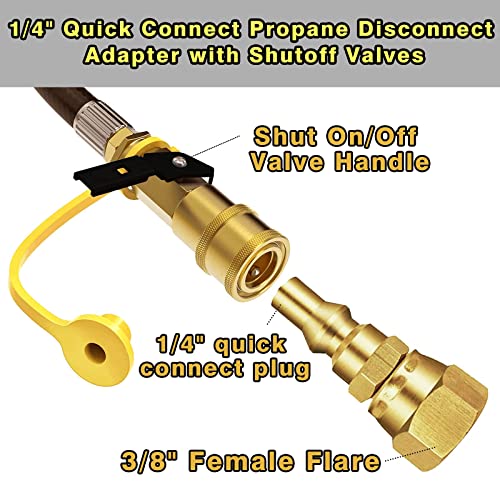 MCAMPAS Low Pressure 1LB Propane Tank Gas Regulator Valve with 1/4 Quick Connect Shut Off Valve for Outdoor Camper Grill Stove, Heater, Fireplace, Fire Pit