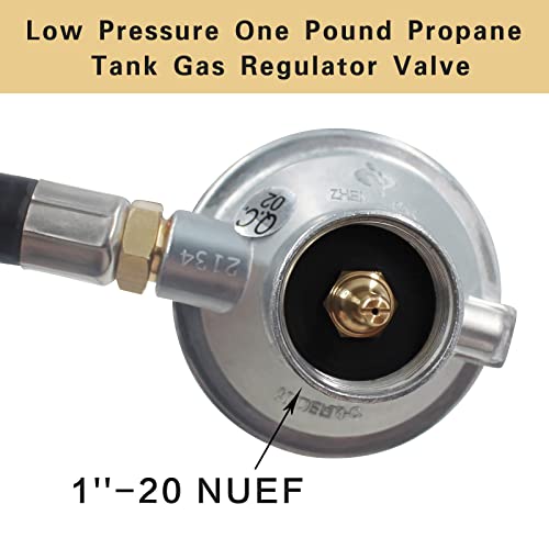 MCAMPAS Low Pressure 1LB Propane Tank Gas Regulator Valve with 1/4 Quick Connect Shut Off Valve for Outdoor Camper Grill Stove, Heater, Fireplace, Fire Pit