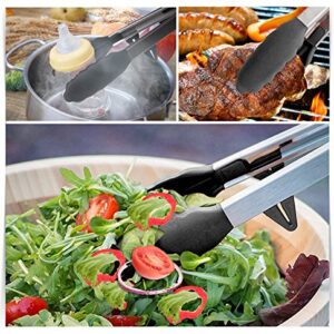 GEEKHOM Barbecue Tongs 16-Inch Extra Long Grilling Tong for Cooking with Silicone Tips and Locking Head, Non-Slip Non-Stick Kitchen Tong BBQ Tool for Grills Smokers Salad