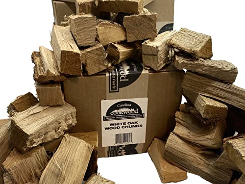 Carolina Cookwood Oak Smoking Wood Chunks Add Smoke Flavor to Food Cooked on Grills Smokers and Most Outdoor Cookers; Naturally Cured USA Hardwood Pieces in 8-12 Pound Box, 800 Cubic Inches