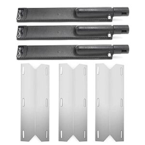 hongso grill parts for jenn air 720-0163, nexgrill 720-0163, 15.8” cast iron burners and 17.75″ heat plates, set of 3