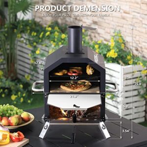 Pizzello Outdoor Pizza Oven Wood Fired Pizza Oven for Cooking 2 Pizzas Outside Pizza Maker with Pizza Stone, Pizza Peel, Cover, Pizzello Grande