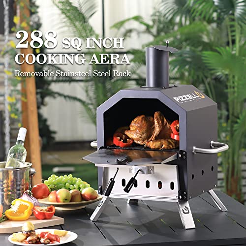 Pizzello Outdoor Pizza Oven Wood Fired Pizza Oven for Cooking 2 Pizzas Outside Pizza Maker with Pizza Stone, Pizza Peel, Cover, Pizzello Grande