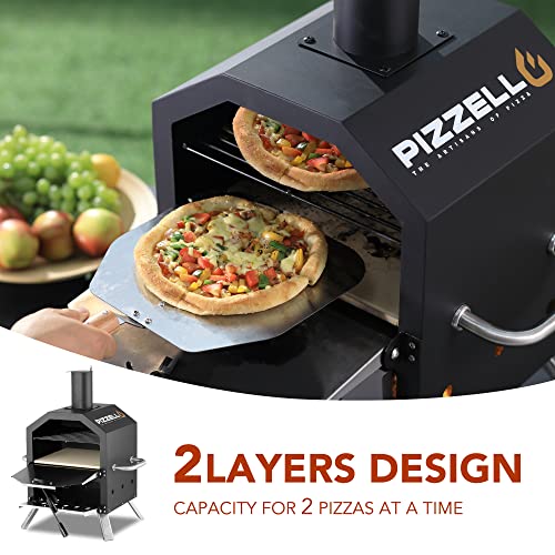 Pizzello Outdoor Pizza Oven Wood Fired Pizza Oven for Cooking 2 Pizzas Outside Pizza Maker with Pizza Stone, Pizza Peel, Cover, Pizzello Grande