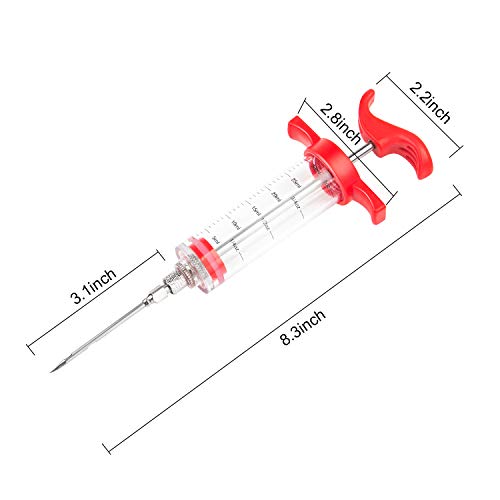 Meat Injector Kit,Plastic Marinade Injector Syringe with Screw-on Meat Needle,Turkey Injector for Beef Chicken Grill Cooking