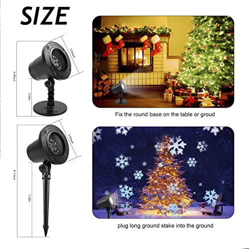 Christmas Snowflake Projector Lights, Weatherproof Led Snowfall Lights Outdoor Patio Garden Decorative Lighting for Christmas Xmas Holiday Wedding Indoor Home Party Decoration Show