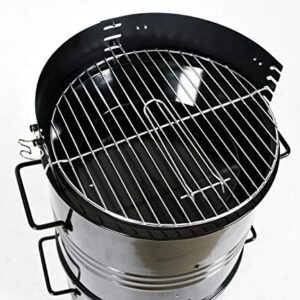 CMI Vertical Charcoal Smoker Grill 14 Inch, Heavy Duty Round BBQ Grill Multi-Function Barrel Grill for Outdoor Cooking, Black