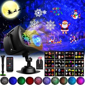 christmas projector lights outdoor upgrade 2-in-1 72 hd effects 3d ocean wave holiday snowflake projector lights waterproof ip65 projection light with remote timer for halloween xmas party decorations