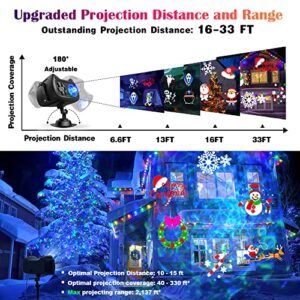 Christmas Projector Lights Outdoor Upgrade 2-in-1 72 HD Effects 3D Ocean Wave Holiday Snowflake Projector Lights Waterproof IP65 Projection Light with Remote Timer for Halloween Xmas Party Decorations