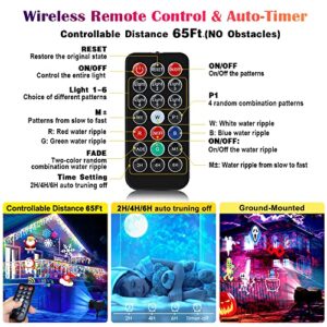 Christmas Projector Lights Outdoor Upgrade 2-in-1 72 HD Effects 3D Ocean Wave Holiday Snowflake Projector Lights Waterproof IP65 Projection Light with Remote Timer for Halloween Xmas Party Decorations