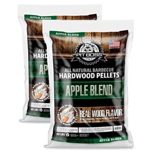 pit boss 55433 all natural 40 pound package bbq wood pellets for pellet grill, smoking, grilling meat, and roasting, apple flavor (2 pack)