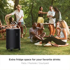 ADT 110V Indoor Outdoor Barrel Party Cooler Fridge 32 quart Single Zone Refrigerated Beverage Cooler With Wheels Suit for Ball Games Bars Party Travel