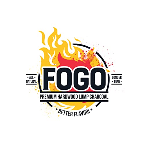 FOGO Premium Hardwood Lump Charcoal, Natural, Medium and Small Sized Lump Charcoal for Grilling and Smoking, Restaurant Quality, 17.6 Pound Bag, 2-Pack