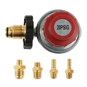 pol 0-20psi propane regulator valve, teengse high pressure adjustable pol lp tank service valve, 1/4inch npt&3/8inch flare male fitting, 5/16inch&1/4inch hose barb connector for generators, burners