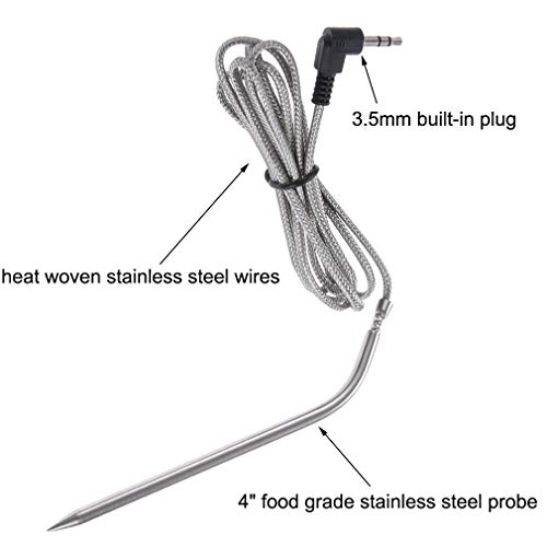 DONSIQIZZ Replacement for Camp Chef Meat Temperature Probe CampChef Pellet Grills Parts Kit,3.5 mm Plug High-Temperature BBQ Digital Thermostat Probes,Set of 2