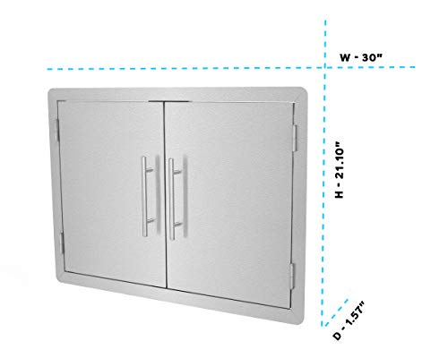 AdirHome Stainless Steel Grill Double Access Single-Face Door - Easy Install Heavy Duty Stainless Steel Rust Resistant Access Door with Chromium Plated Handle (30 Inch)