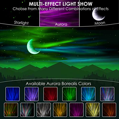 Aurora Lights Galaxy Projector, Star Projector Galaxy Light with Hi-Fi Bluetooth Speaker and Remote, Dimmable Northern Lights Aurora Projector, Enchanting Night Light for Kids and Adults