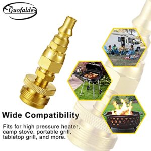 GUOFALDE 1Lb Propane Disposal Adapter Fitting with 1/4" Quick Connect Disconnect Plug，with 1/4’’ Male 1" x 20 Male Throwaway Cylinder Thread, for Convert Portable BBQ Grill, Bubby Heater