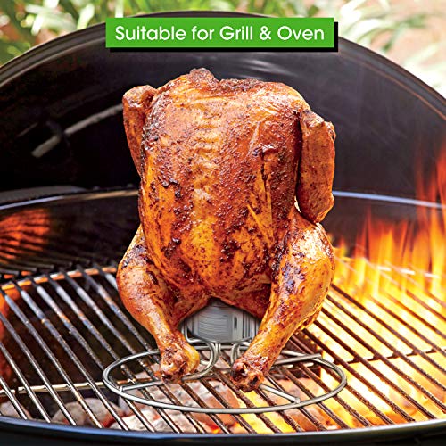 Mightify Beer Can Chicken Holder for Grill and Smoker, Food Grade Stainless Steel Beer Can Chicken Stand, Vertical Chicken Roaster Rack with Stable Base