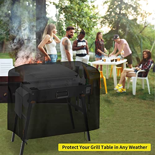 Andacar Griddle Cover for Yukon Glory Portable Grill Table, Outdoor 22 inch 17 inch Griddle Table Cover Waterproof Grill Stand Cover BBQ Grilling Cover Black - 34x24x32Inch