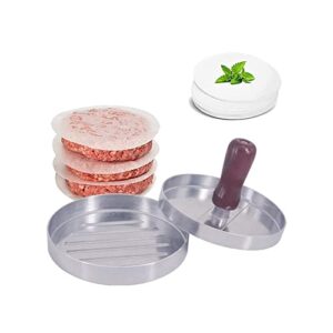 kayzyue burger press hamburger patty maker,non stick patty mold for making patties-veggie meat pork lamb cheese halal bbq grill,4″ diameter,1/4 to 3/4lb,with 100 wax paper (1 press +100 wax paper)