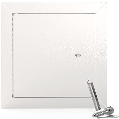 NYCO - White Steel Access Panel for Drywall with Automatic Springbolt Lock & Key - 8 3/8" x 8 3/8" Wall Access Panels - Fire Rated Access Door for Plumbing & Electrical Wall Cover - Hole Panel Cover