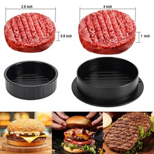 HSUJCYF 3PCS Smash Burger Press Kit, Round & Rectangle Meat Press for Griddle, Cast Iron Grill Press with Upgrade Wooden Handle for Blackstone Camp Chef Pitboss